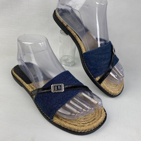 Brighton | Shoes | Brighton Olivia Blue Denim Sandals Made In Italy ...